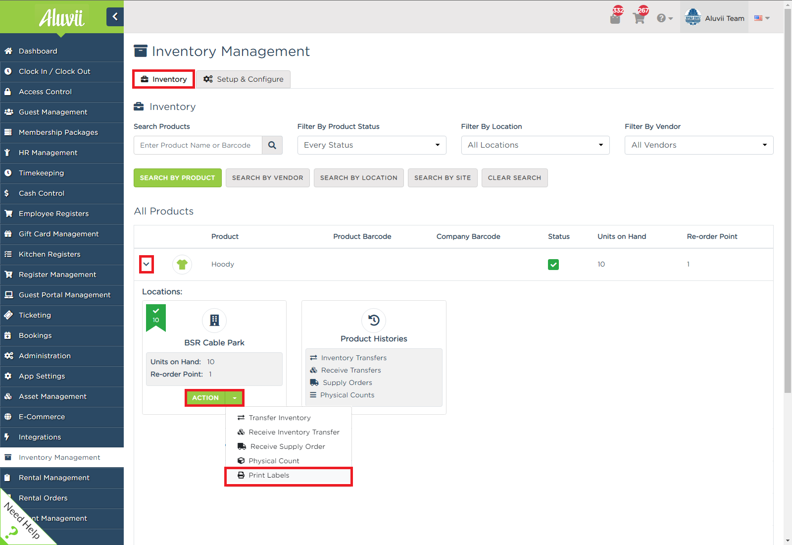 Printing Labels for Inventoried Products – Aluvii