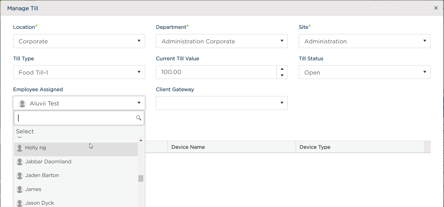 Creating/Managing Tills – Aluvii