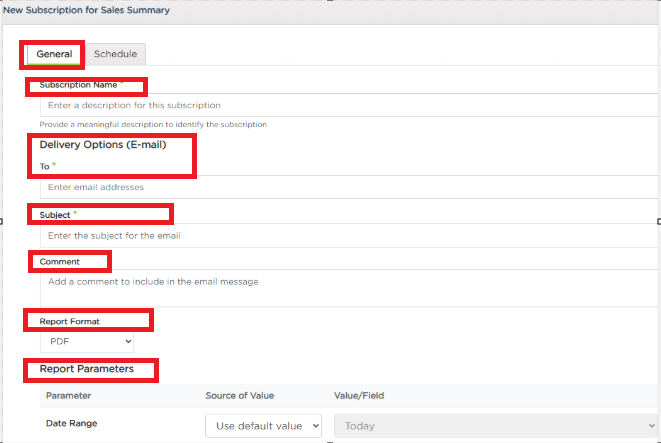 Creating/Managing Report Subscriptions – Aluvii