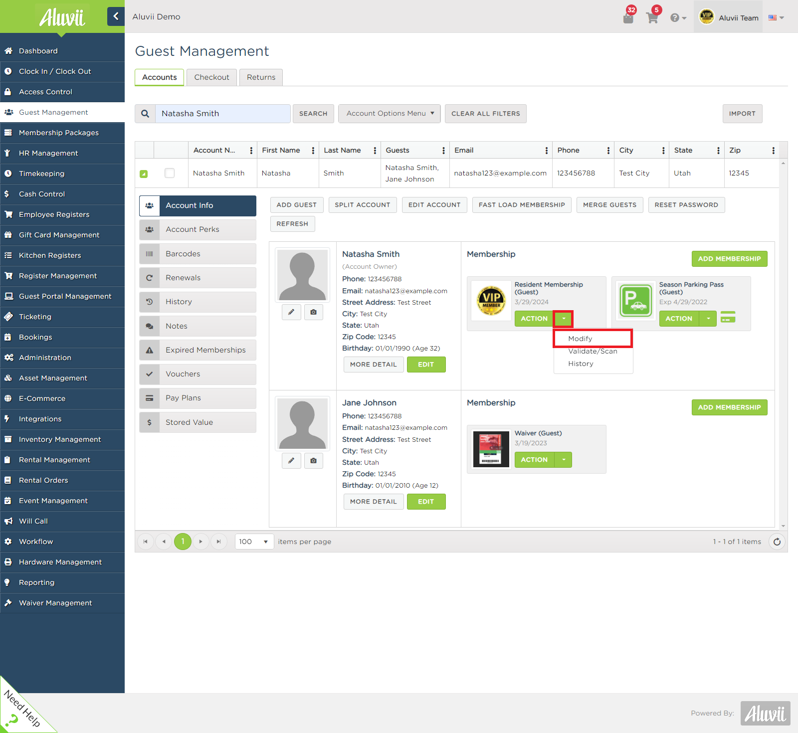 Editing / Cancelling a Customer's Current Membership – Aluvii